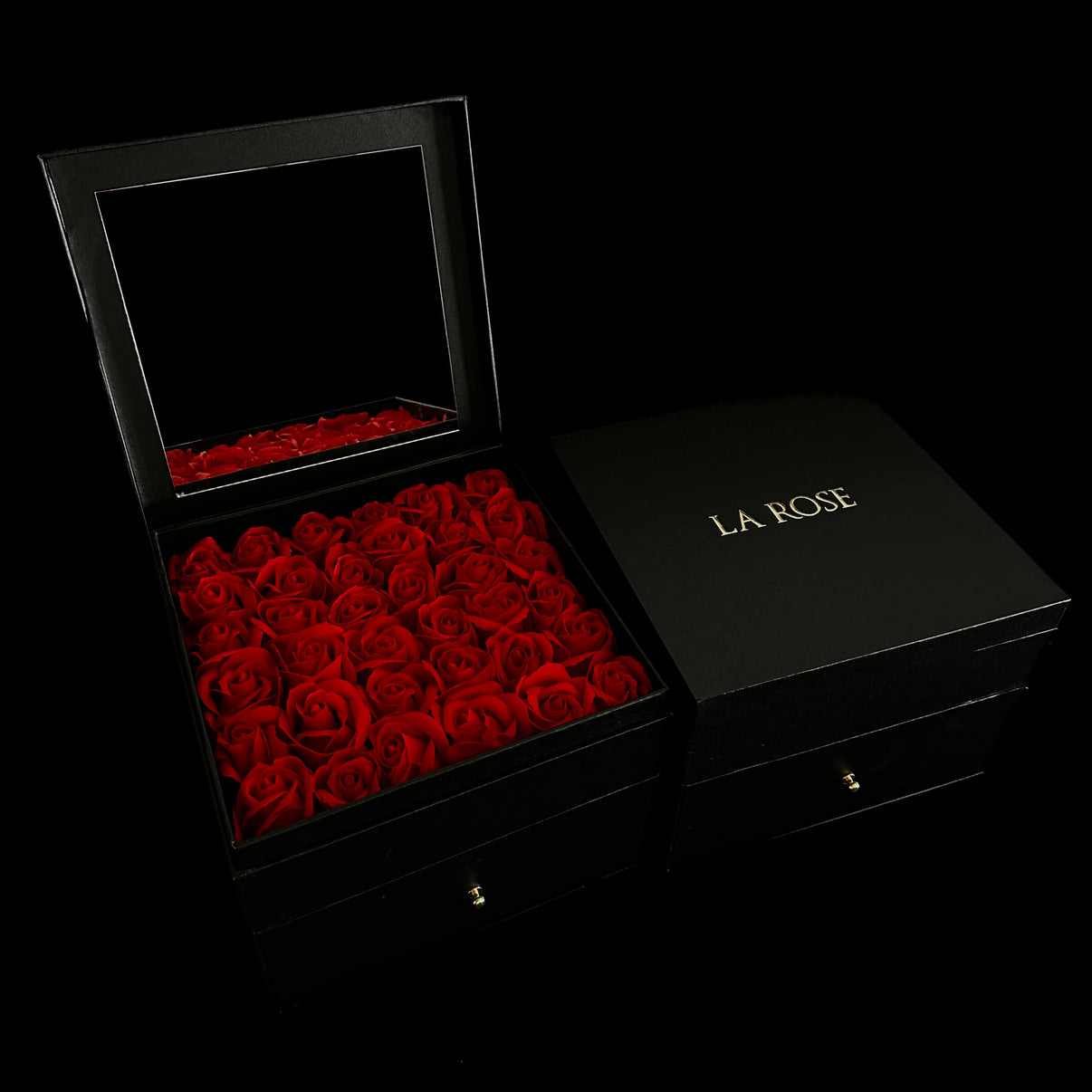 Cosmetic Storage Glamour Box | Rose Mirror Makeup Box | LA ROSE