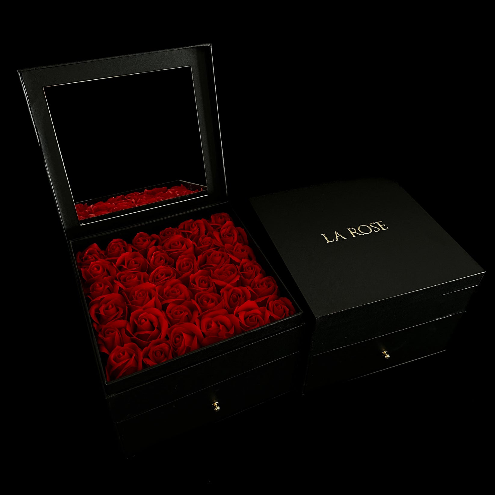 Cosmetic Storage Glamour Box | Rose Mirror Makeup Box | LA ROSE